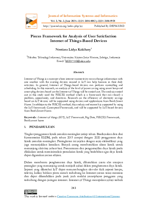 (PDF) Pieces Framework for Analysis of User Saticfaction Internet of ...