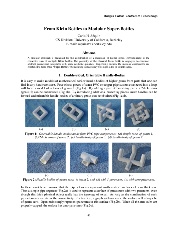 (PDF) From Klein Bottles to Modular Super-Bottles | Carlo H. SEQUIN ...