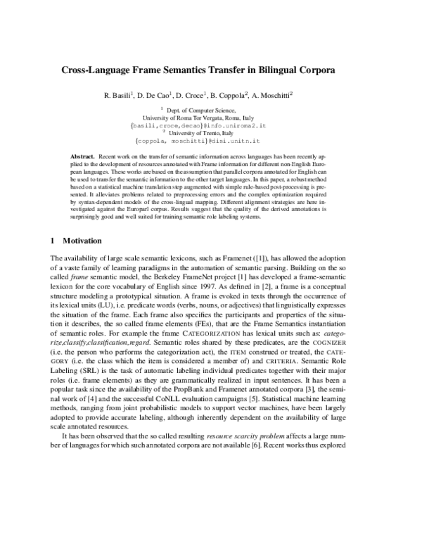 (PDF) Tree Kernels for Semantic Role Labeling