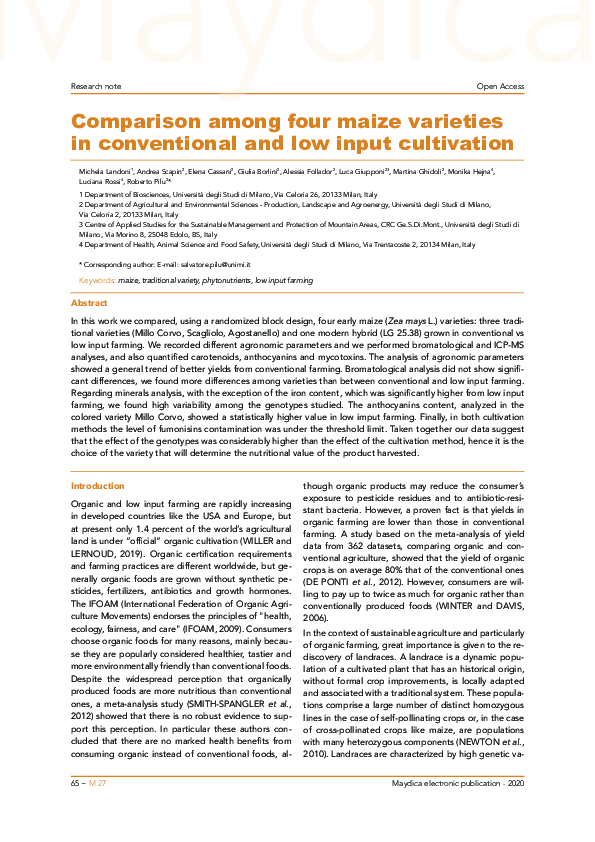 (PDF) Comparison among four maize varieties in conventional and low ... (PDF) Comparison among four maize varieties in conventional and low ...