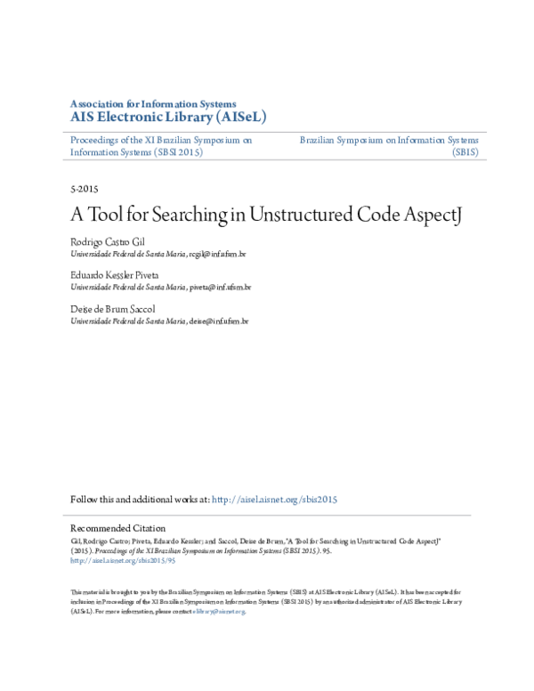 (PDF) Uma Ferramenta para Busca Não Estruturada em Código AspectJ [A ...