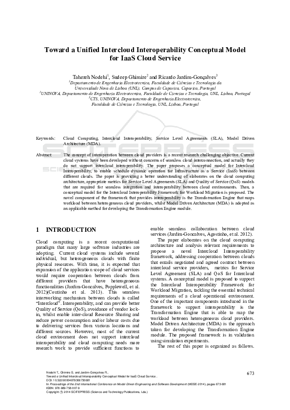 (PDF) Toward a Unified Intercloud Interoperability Conceptual Model for IaaS Cloud Service