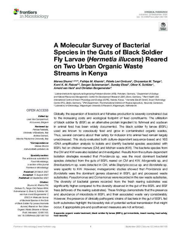 (PDF) A Molecular Survey of Bacterial Species in the Guts of Black ...