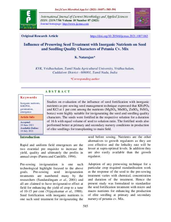 Pdf Influence Of Supplemental Foliar Application On Seed Yield And