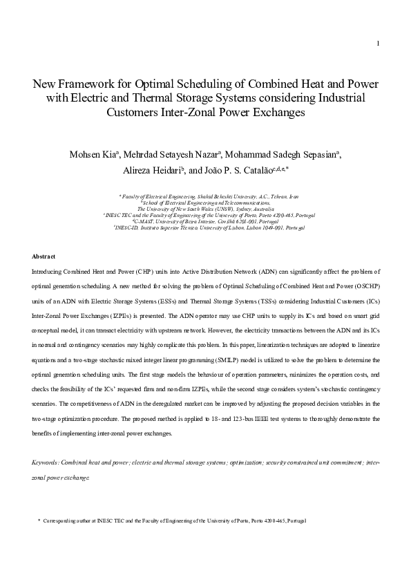 (PDF) New framework for optimal scheduling of combined heat and power with electric and thermal ...