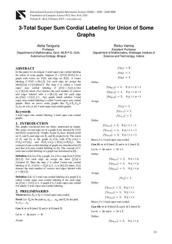 (PDF) 3-Total Super Sum Cordial Labeling for Union of Some Graphs