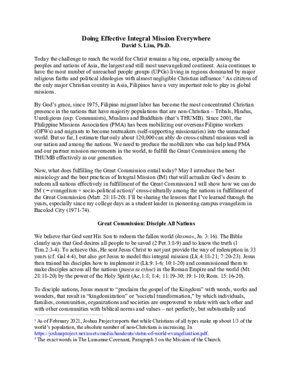 (PDF) Doing Effective Integral Mission Everywhere