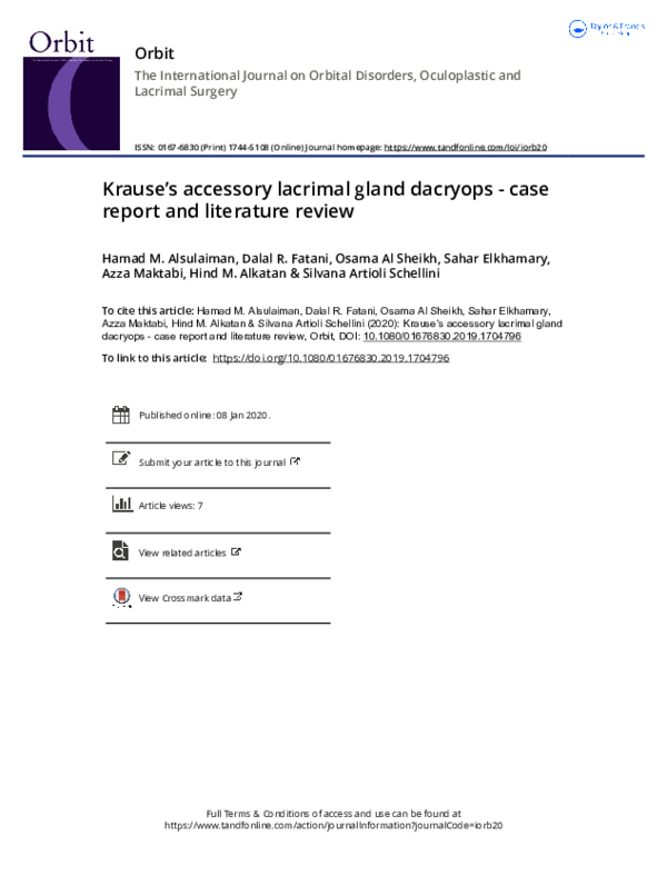 (PDF) Krause’s accessory lacrimal gland dacryops - case report and ...