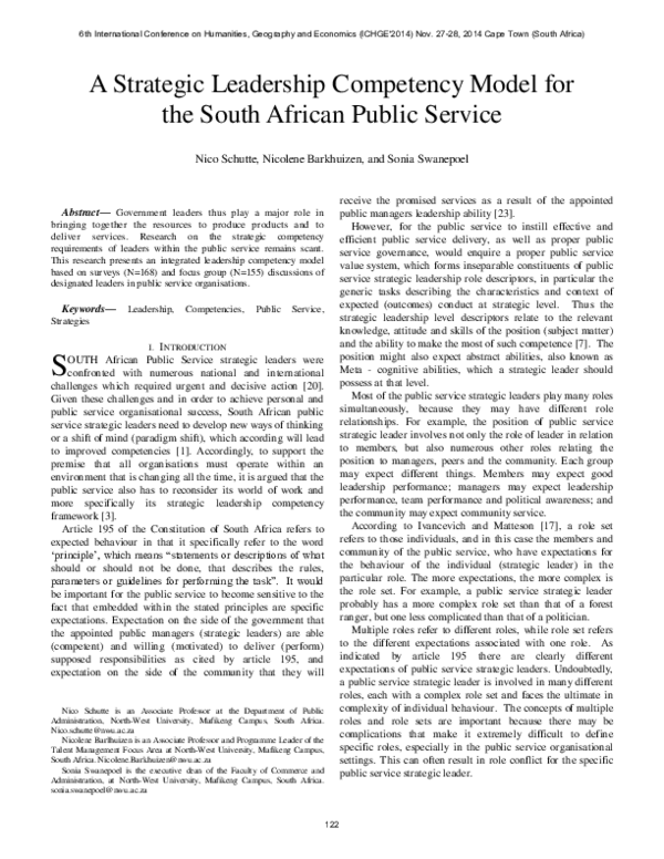 (PDF) A Strategic Leadership Competency Model for the South African ...
