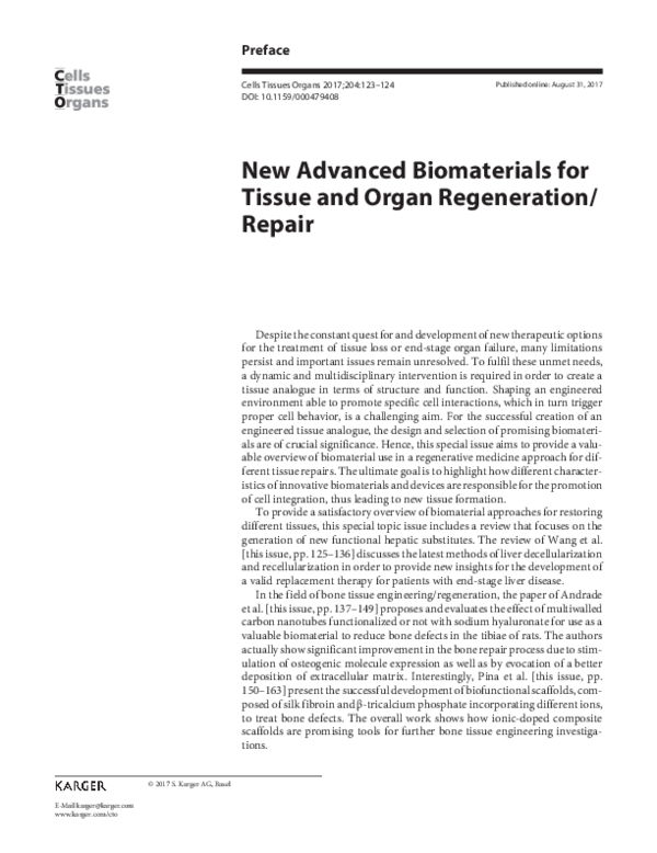 (PDF) New Advanced Biomaterials for Tissue and Organ Regeneration/Repair