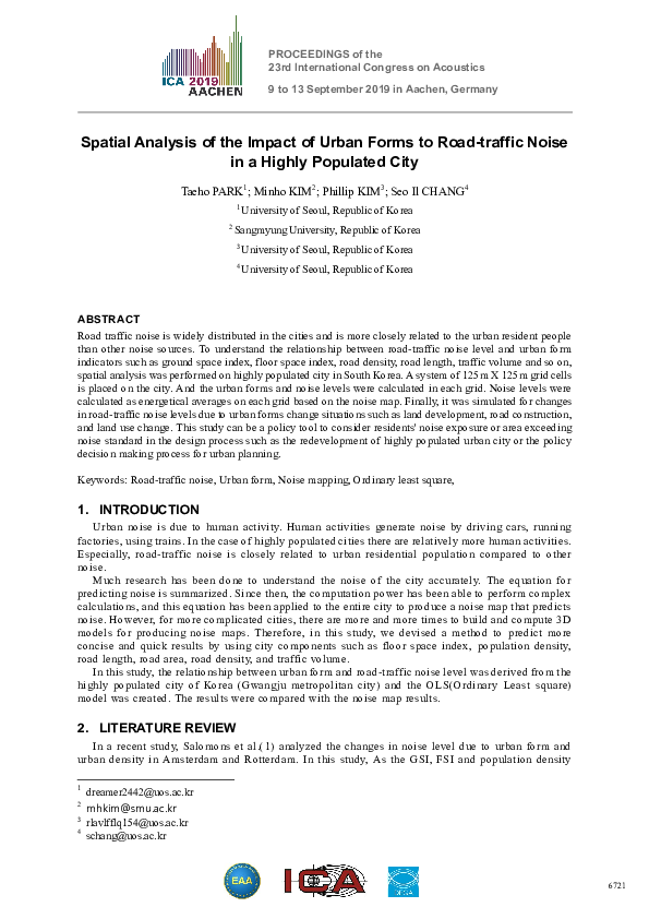 (PDF) Spatial Analysis of the Impact of Urban Forms to Road-traffic ...