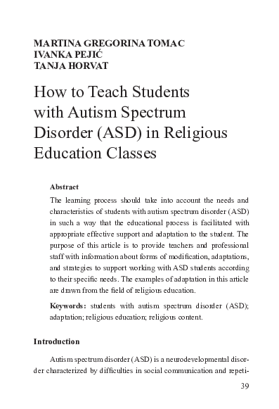 (PDF) How to Teach Students with Autism Spectrum Disorder (ASD) in ...