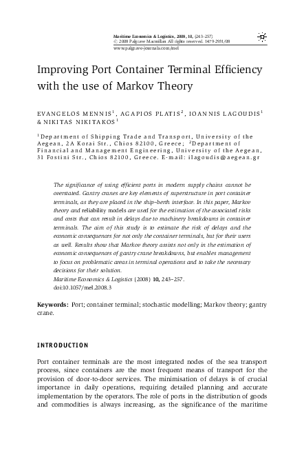 (PDF) Improving Port Container Terminal Efficiency with the use of Markov Theory