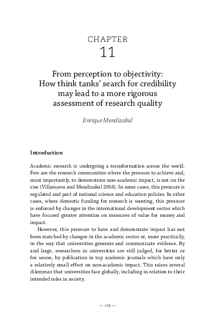 (PDF) From perception to objectivity: How think tanks' search for ...