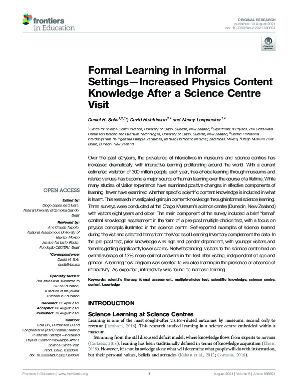 (PDF) Formal Learning in Informal Settings—Increased Physics Content ...