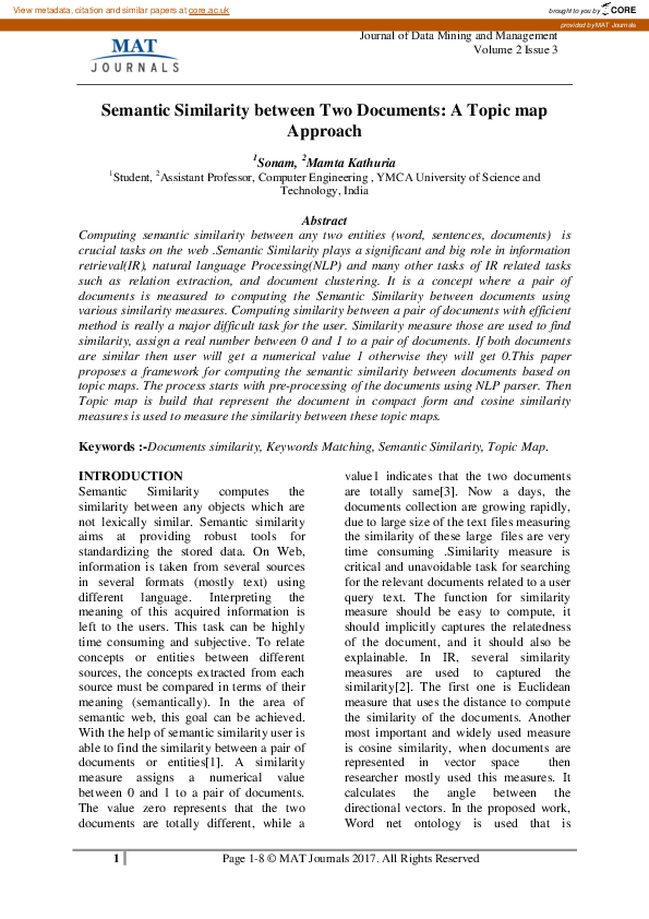 (PDF) Semantic Similarity between Two Documents: A Topic map Approach ...