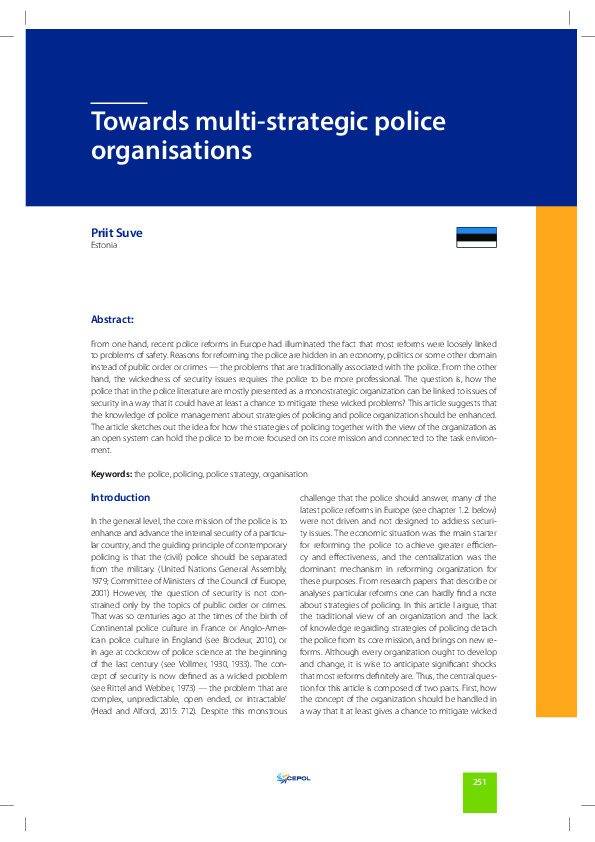 (PDF) Towards multi-strategic police organization