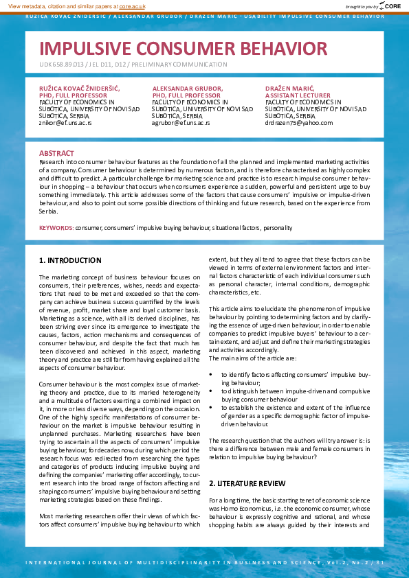 (PDF) Impulsive consumer behavior