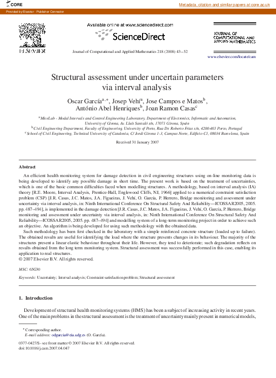 (PDF) Structural assessment under uncertain parameters via interval analysis | ahmed silik ...
