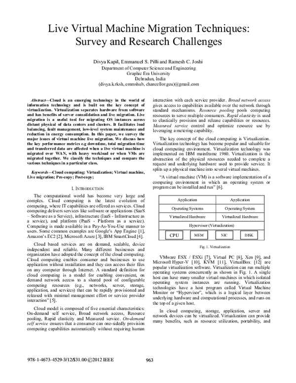 (PDF) Live virtual machine migration techniques: Survey and research challenges