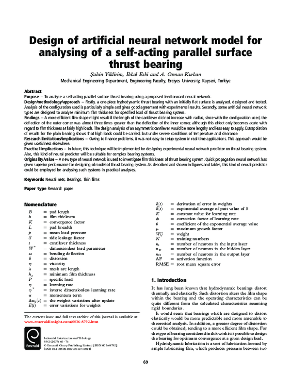 Pdf Design Of Artificial Neural Network Model For Analysing Of A Self