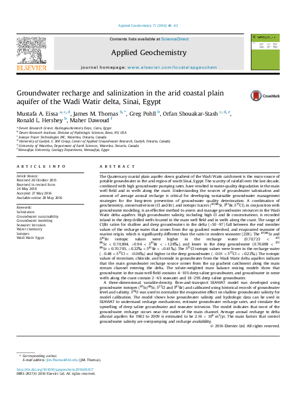 (PDF) Groundwater recharge and salinization in the arid coastal plain ...