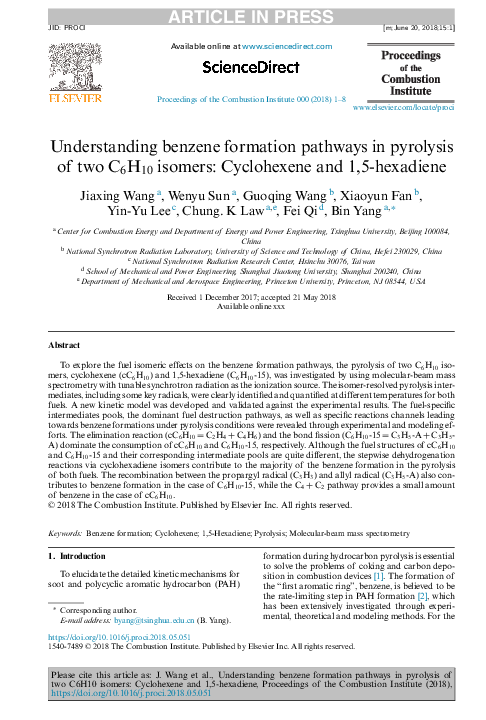 (PDF) Understanding benzene formation pathways in pyrolysis of two ...