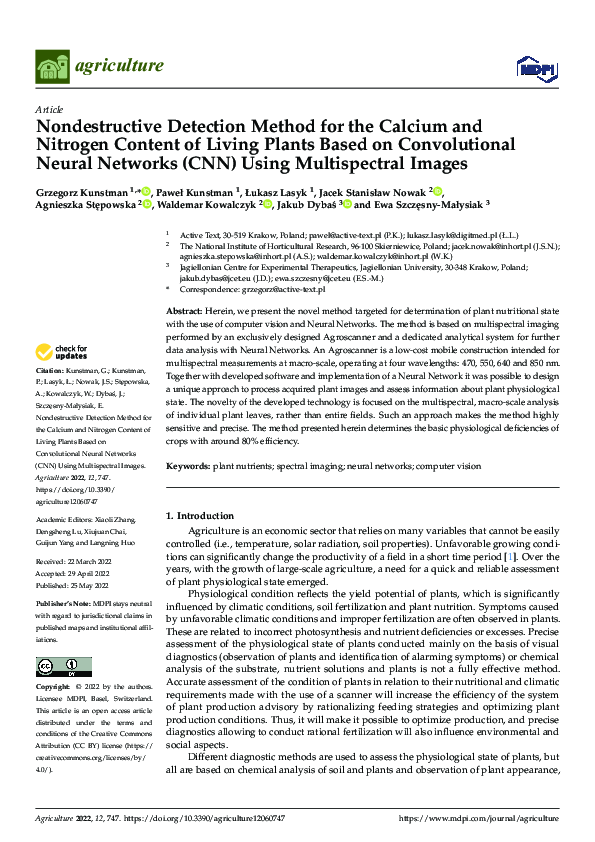 (PDF) Nondestructive Detection Method for the Calcium and Nitrogen Content of Living Plants ...