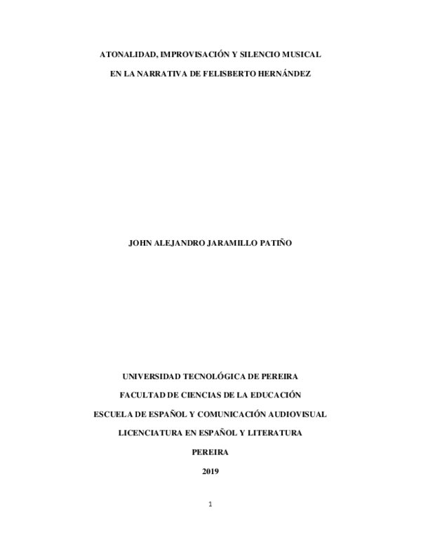 (PDF) Atonalidad Improvisacion y Silencio Musical en La Narrativa De ...