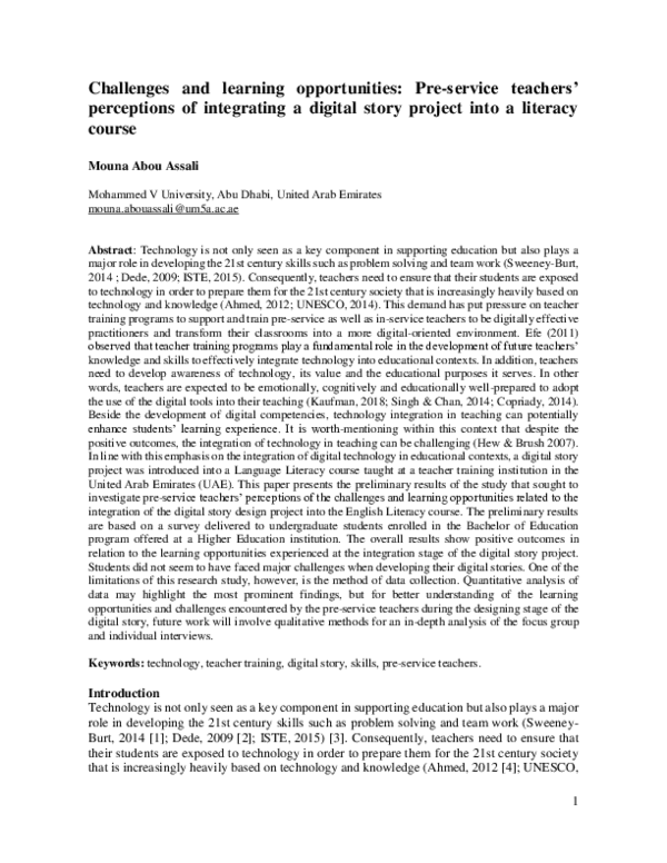 (PDF) Challenges and learning opportunities: Pre-service teachers ...