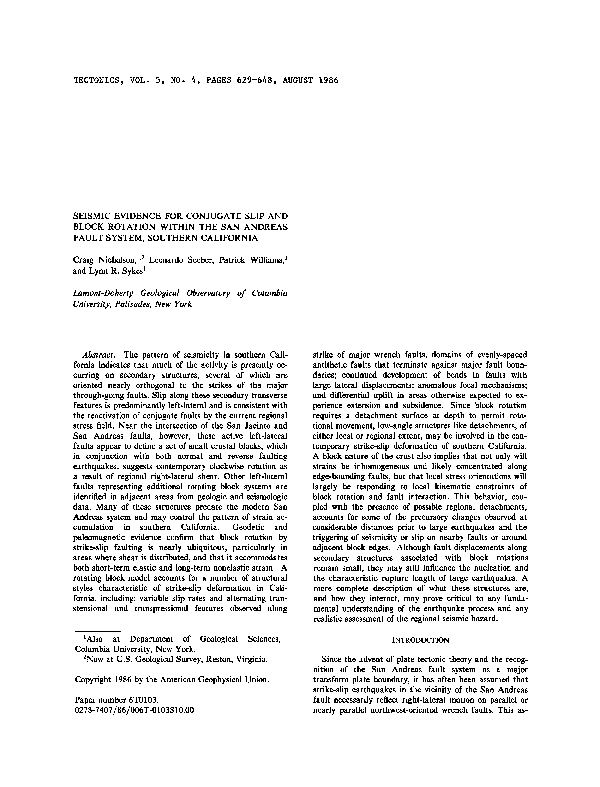 (PDF) Seismic evidence for conjugate slip and block rotation within the ...