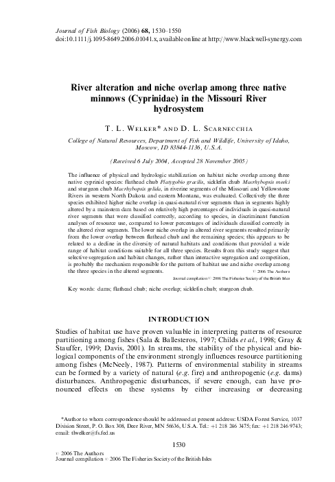 River alteration and niche overlap among three native minnows ...