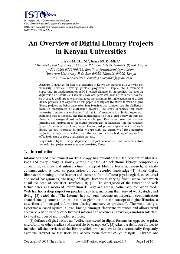 (PDF) An overview of digital library projects in Kenyan universities