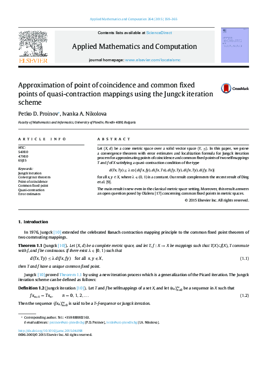Pdf Approximation Of Point Of Coincidence And Common Fixed Points Of Quasi Contraction