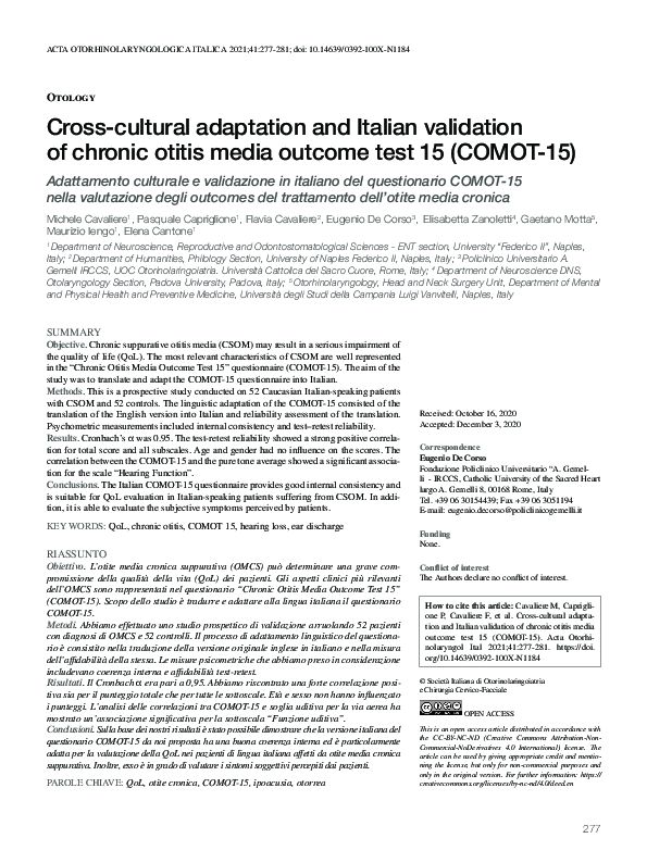 (PDF) Cross-cultural adaptation and Italian validation of chronic ...