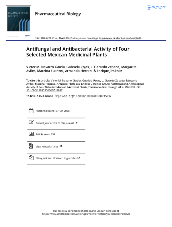 (PDF) Antifungal and Antibacterial Activity of Four Selected Mexican Medicinal Plants