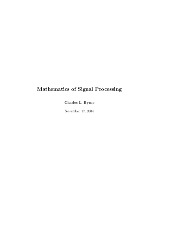 (PDF) Mathematics in Signal Processing