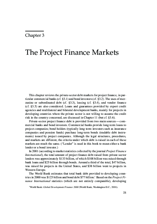 (PDF) The Project Finance Markets