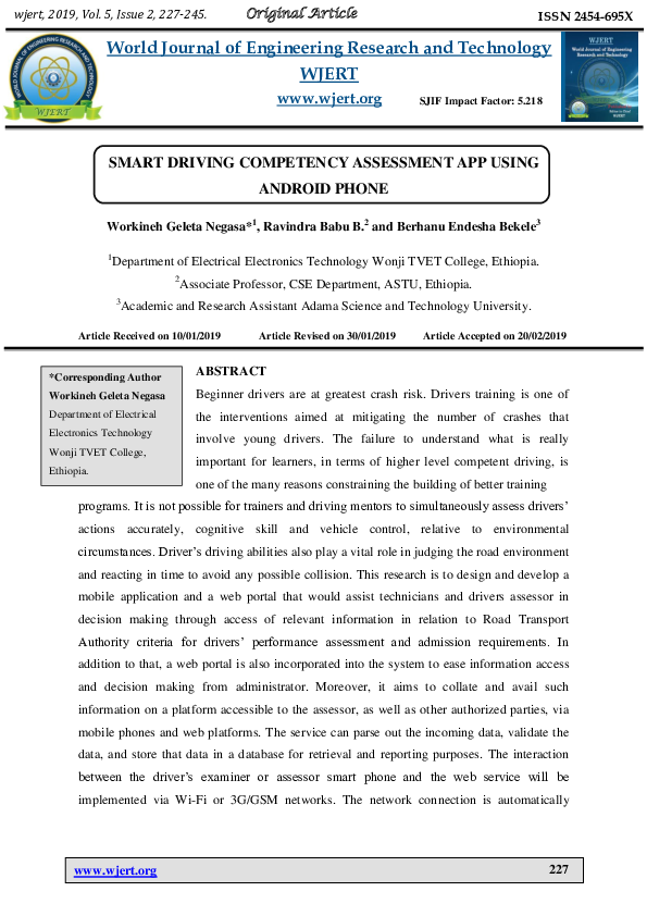 (PDF) Smart Driving Competency Assessment App Using Android Phone