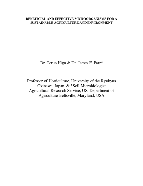 (PDF) Beneficial and effective microorganisms for a sustainable ...