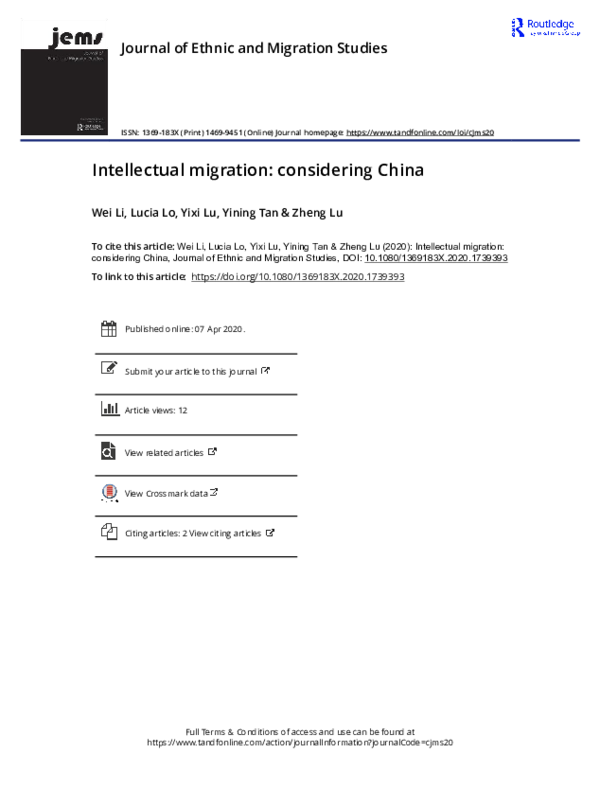(PDF) Intellectual migration: considering China