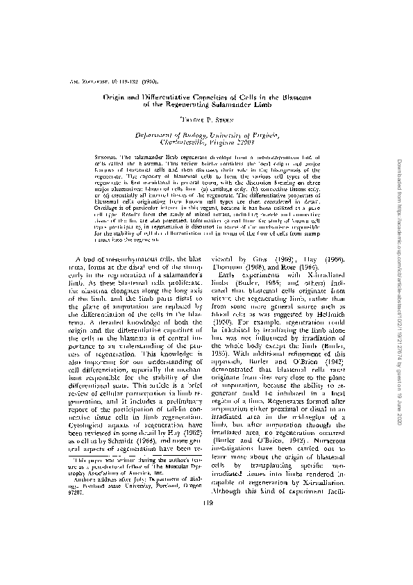 (PDF) Origin and Differentiative Capacities of Cells in the Blastema of ...