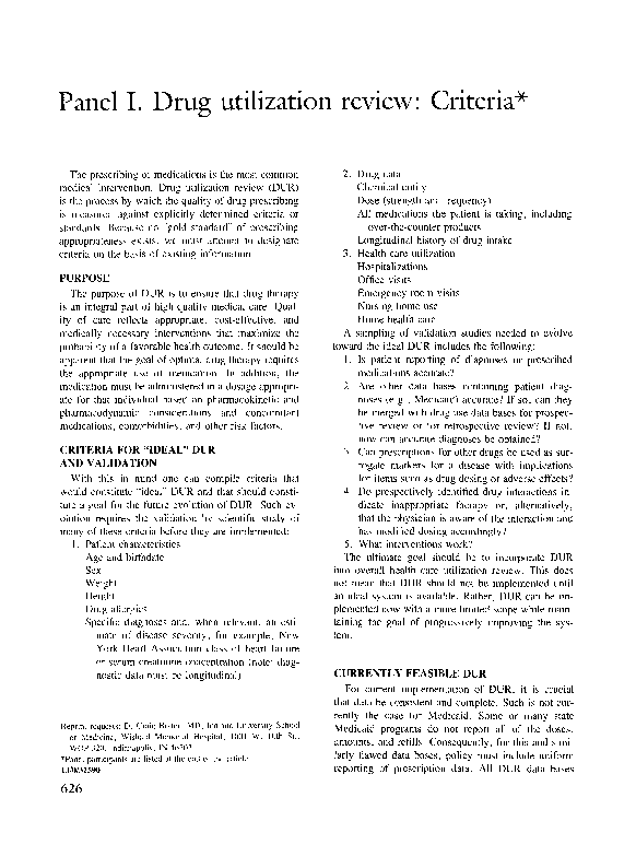 (PDF) Panel I. Drug utilization review: Criteria*
