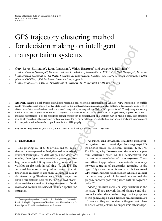(PDF) GPS trajectory clustering method for decision making on intelligent transportation systems