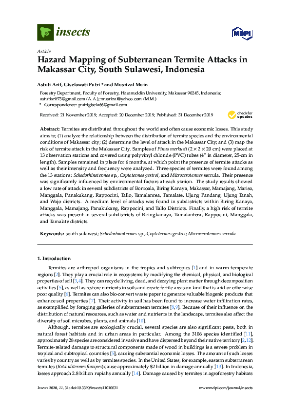 (PDF) Hazard Mapping of Subterranean Termite Attacks in Makassar City ...