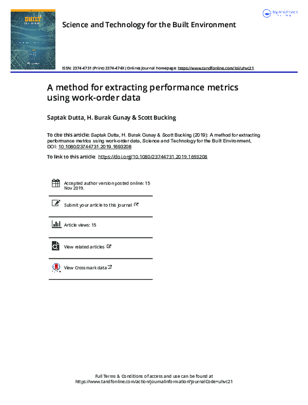 Pdf A Method For Extracting Performance Metrics Using Work Order Data