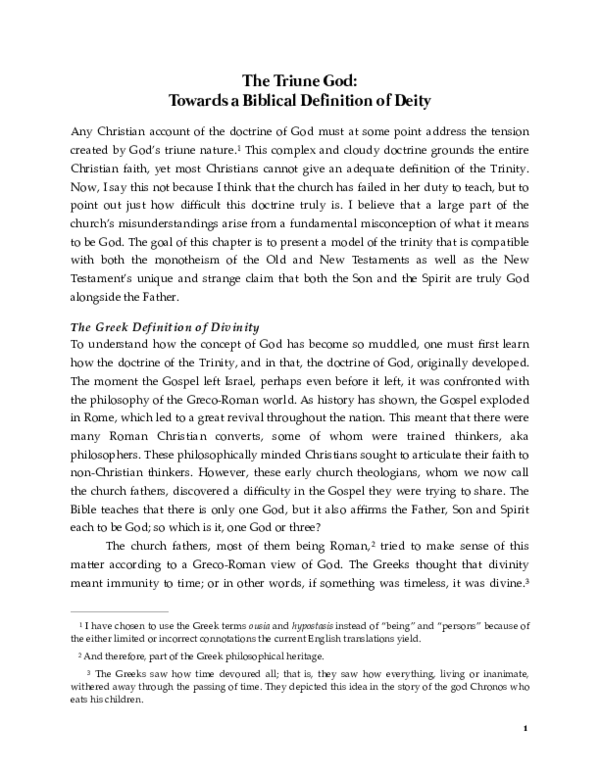 (PDF) The Triune God: A Biblical Definition of Deity