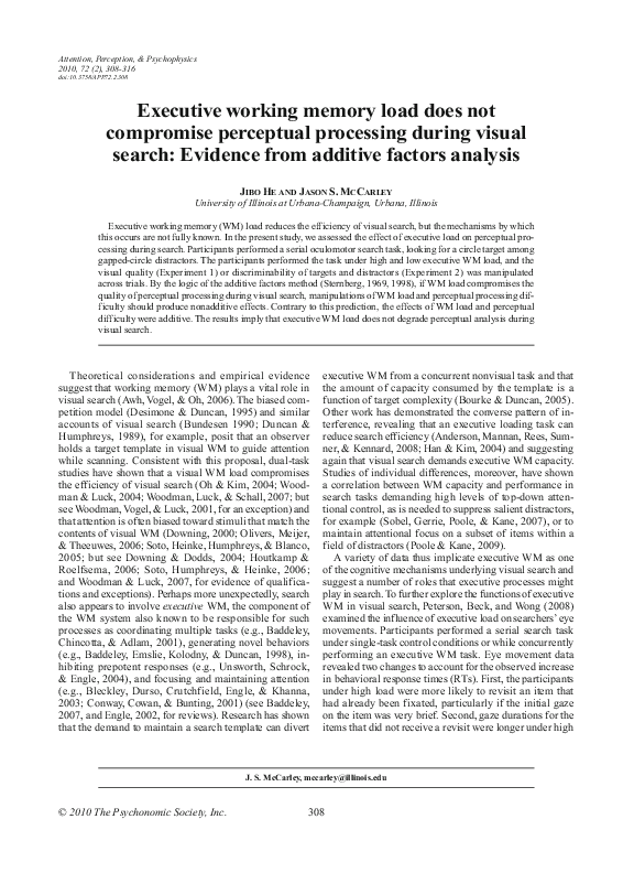(PDF) Executive working memory load does not compromise perceptual ...