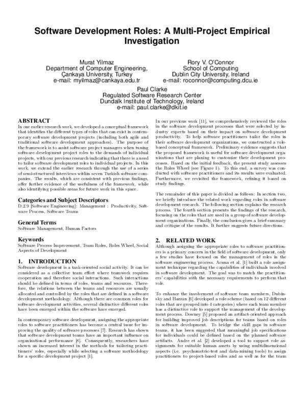 (PDF) Software Development Roles