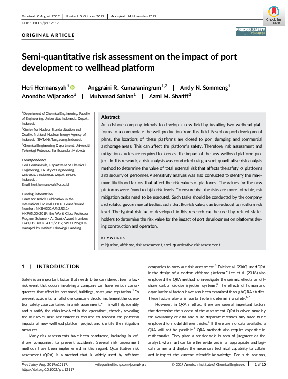 (PDF) Semi‐quantitative risk assessment on the impact of port ...